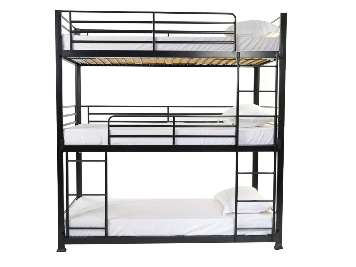 Triple bunk metal store